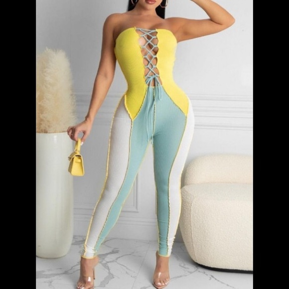 Mohair Pear boutique | Pants & Jumpsuits | Happy Colors Blue Yellow ...